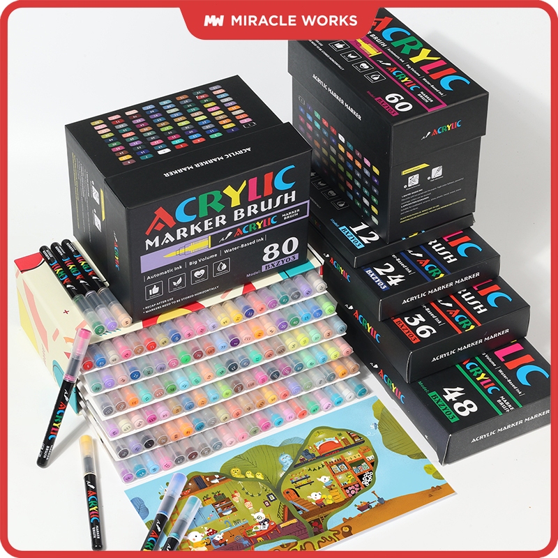 Jual Miracle Works Acrylic Marker Brush 80 warna | Shopee Indonesia