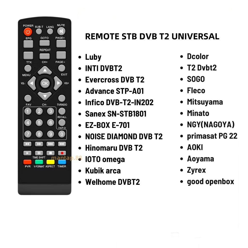 Jual Remot Remote STB Luby DVB T2 Pioline Sanex Advance Universal | Shopee Indonesia