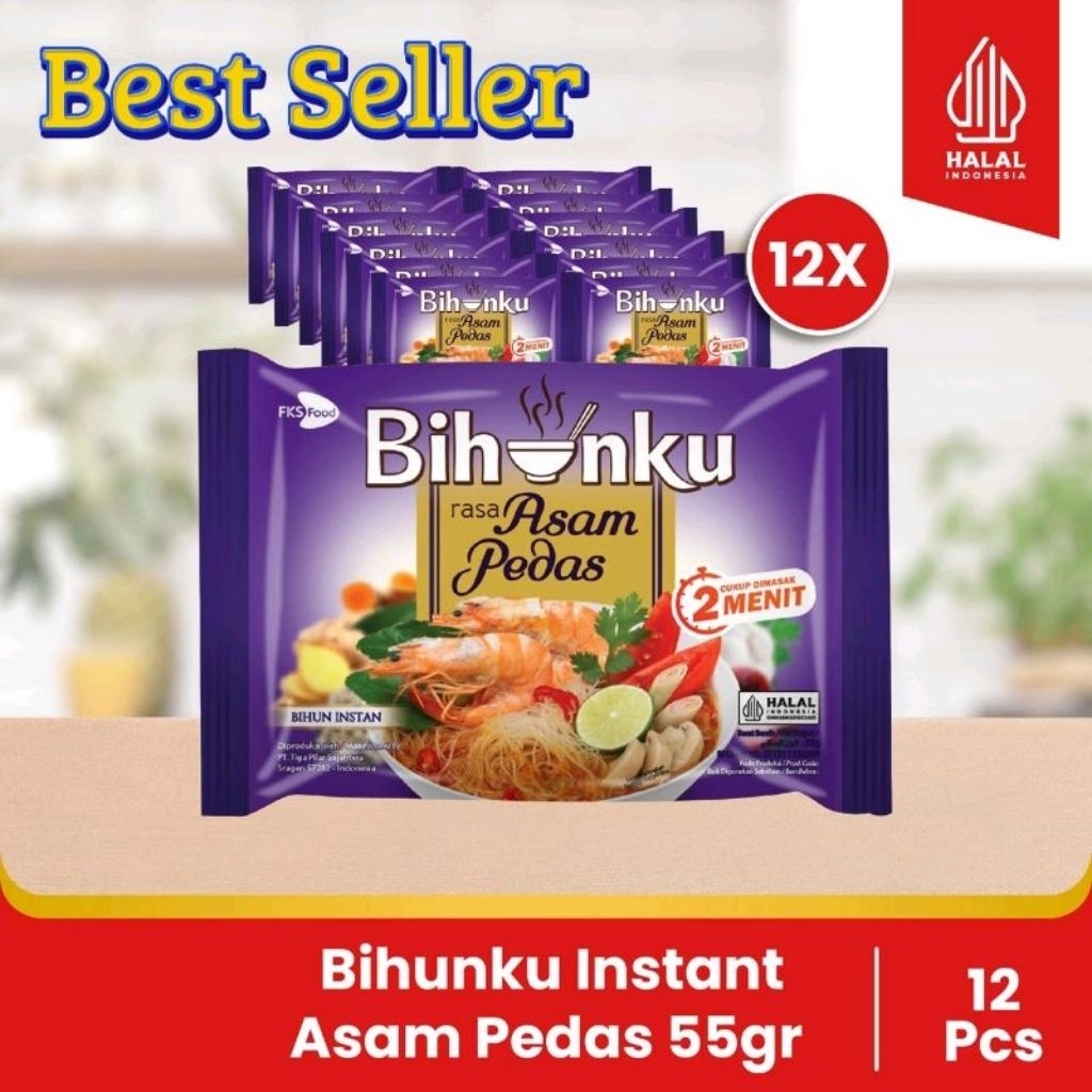 Jual Paket Bihun Instan - Bihunku Asam Pedas - 55gr - 12pcs | Shopee ...