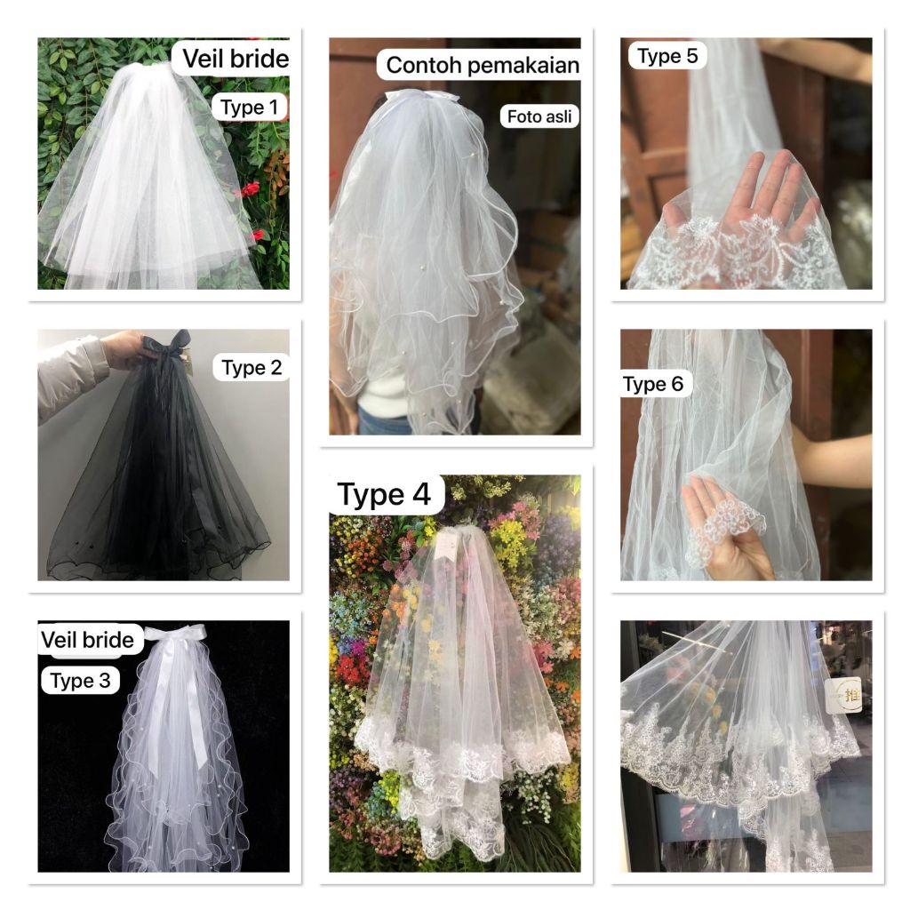 Jual Veil Bride | Wedding Veil ( 6 Type ) | Shopee Indonesia