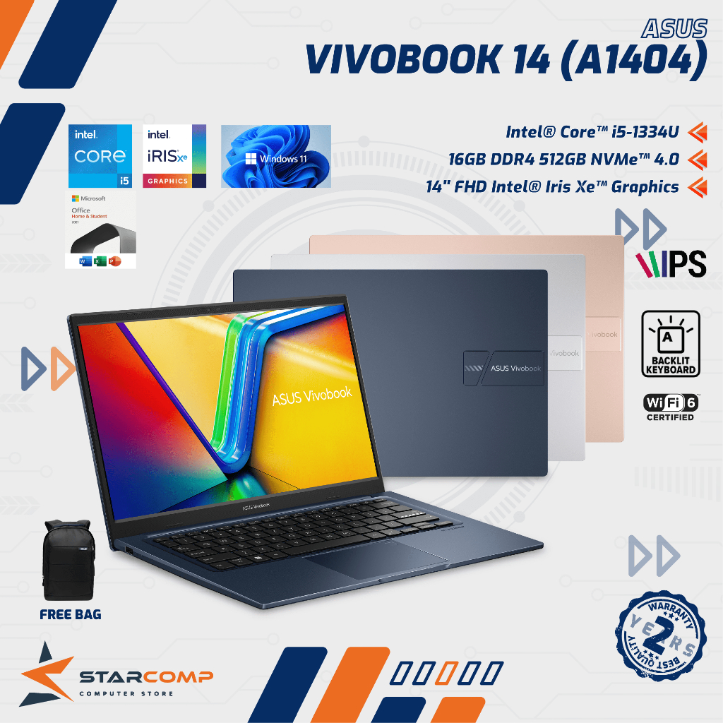 Jual ASUS Vivobook 14 A1404VA Core i5-1334U 16GB 512GB 14" FHD IPS W11 ...