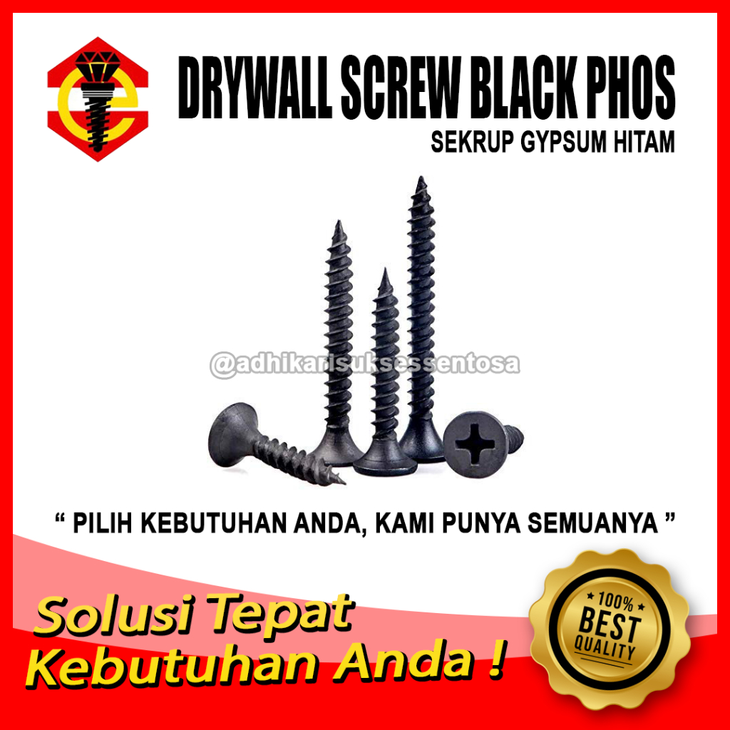 Jual (100 PCS) Sekrup Gypsum Hitam / Drywall Screw Serbaguna Berbagai Ukuran | Shopee Indonesia