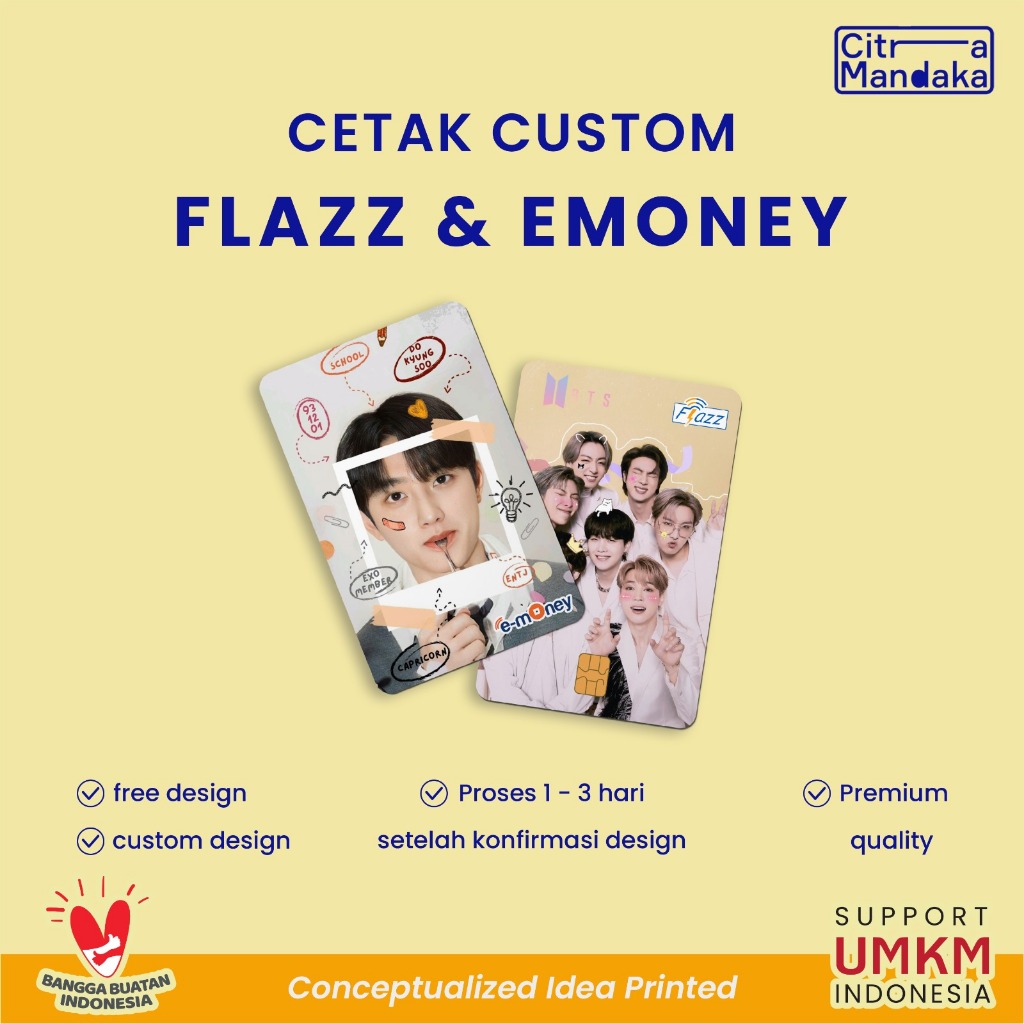 Jual Custom E Money Kartu Mandiri UV Print 1 Sisi | Kartu E Toll BCA Mandiri 2 Sisi| Flazz ...