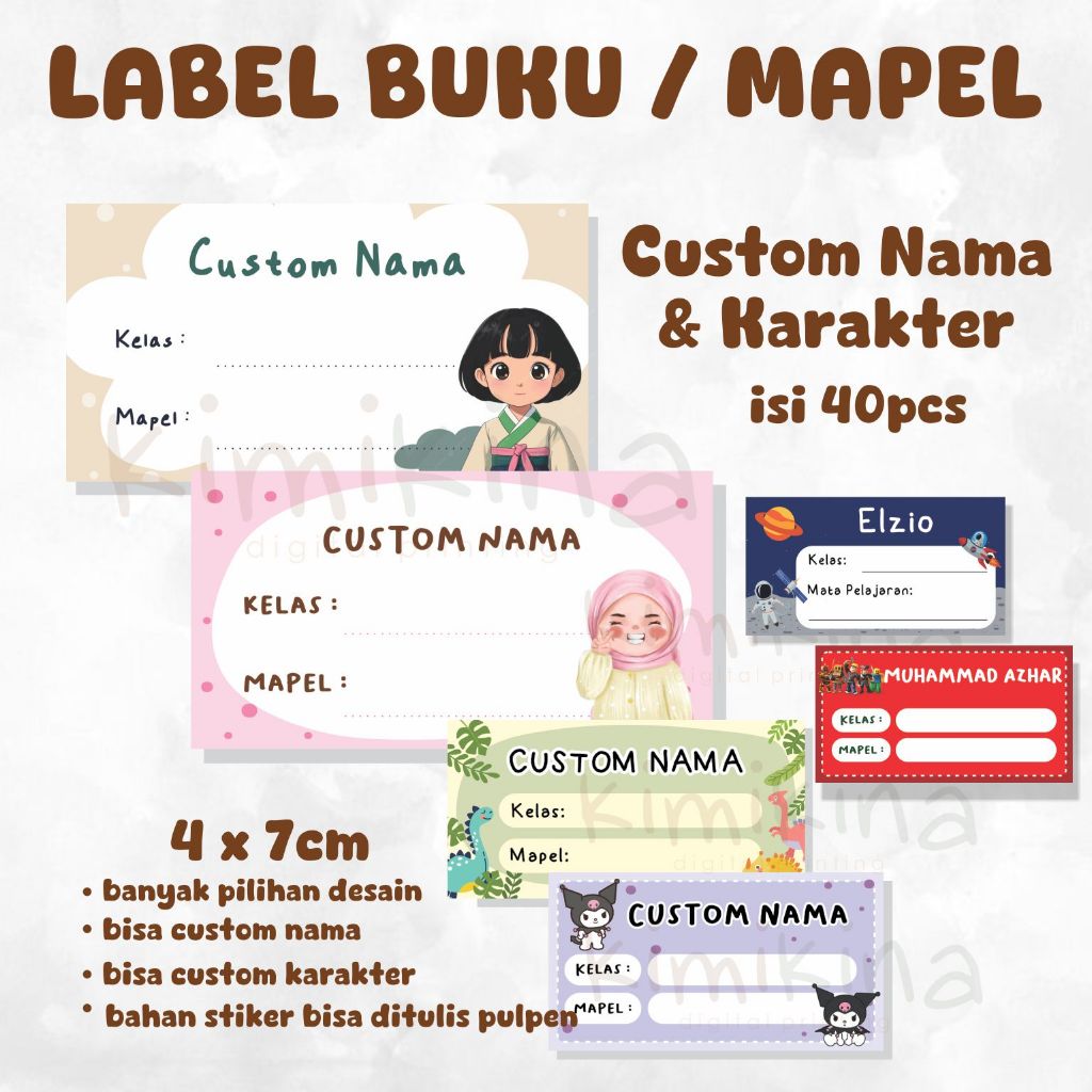 Jual (isi 40) STIKER / LABEL NAMA BUKU / MAPEL /CUSTOM NAMA / MATA ...