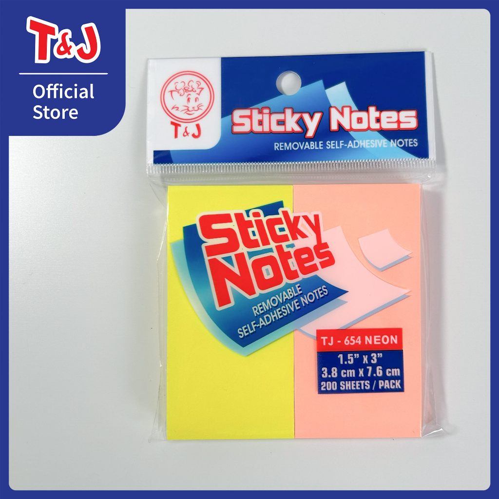 Jual T&J Labels Sticky Notes - 654 Neon | Shopee Indonesia