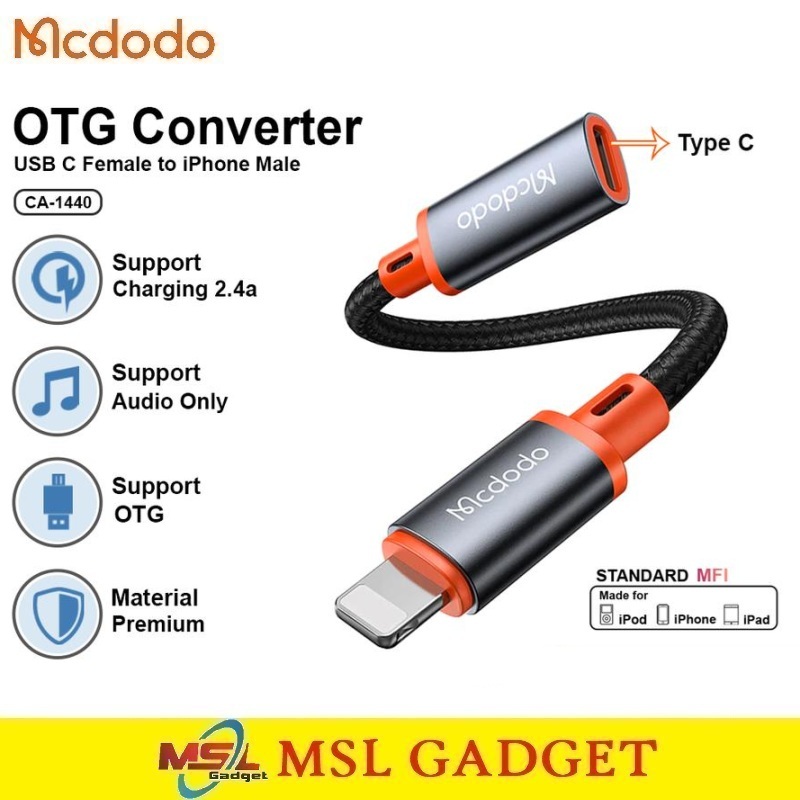 Jual Mcdodo OTG Adapter Audio Konverter USB Type C Female to iPhone ...
