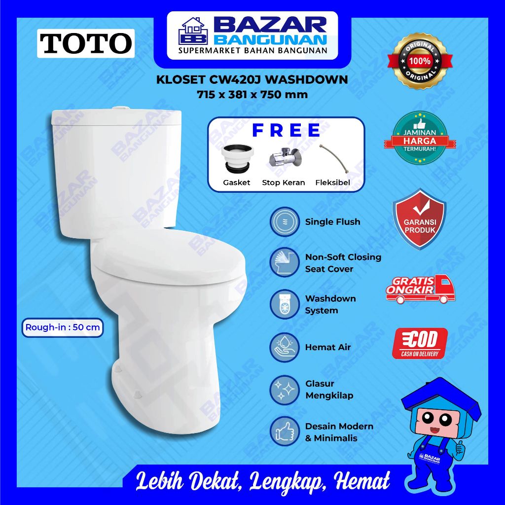 Jual Toto - Closet Kloset Toilet Duduk WC CW420J CW 420 J 420J Two ...