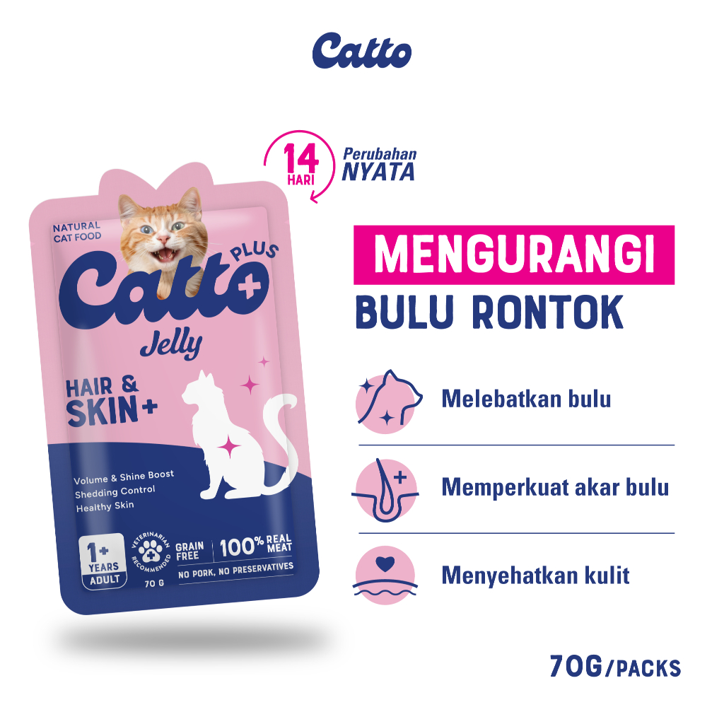 Jual Catto Plus Jelly - Hair & Skin+ Adult 70gr | Natural Jelly Wet Cat ...
