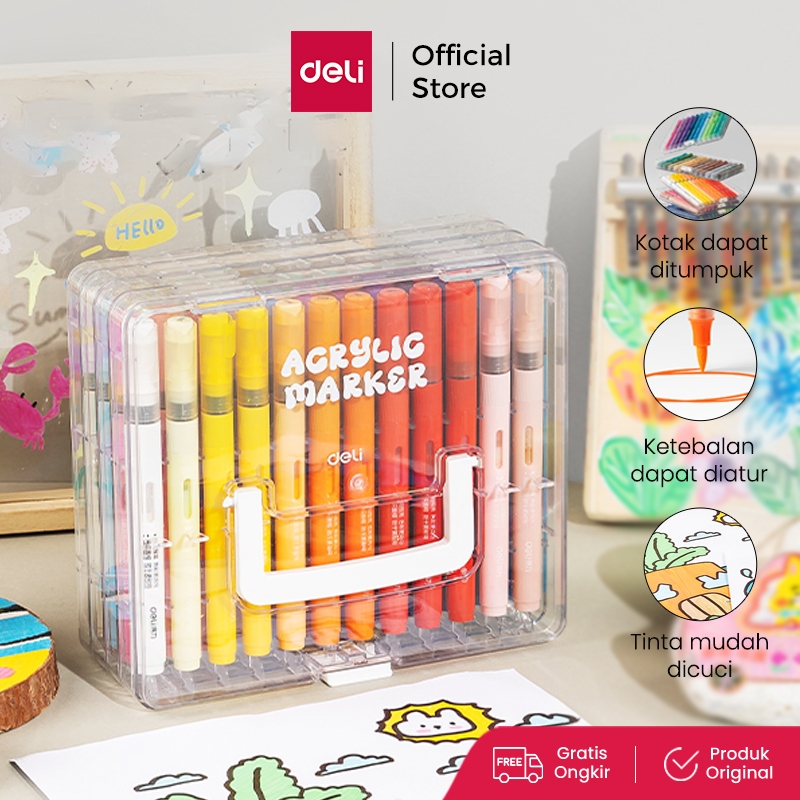 Jual Deli Spidol Akrilik / Acrylic Marker Acrylic Brush Pen 24/36/48/60 ...