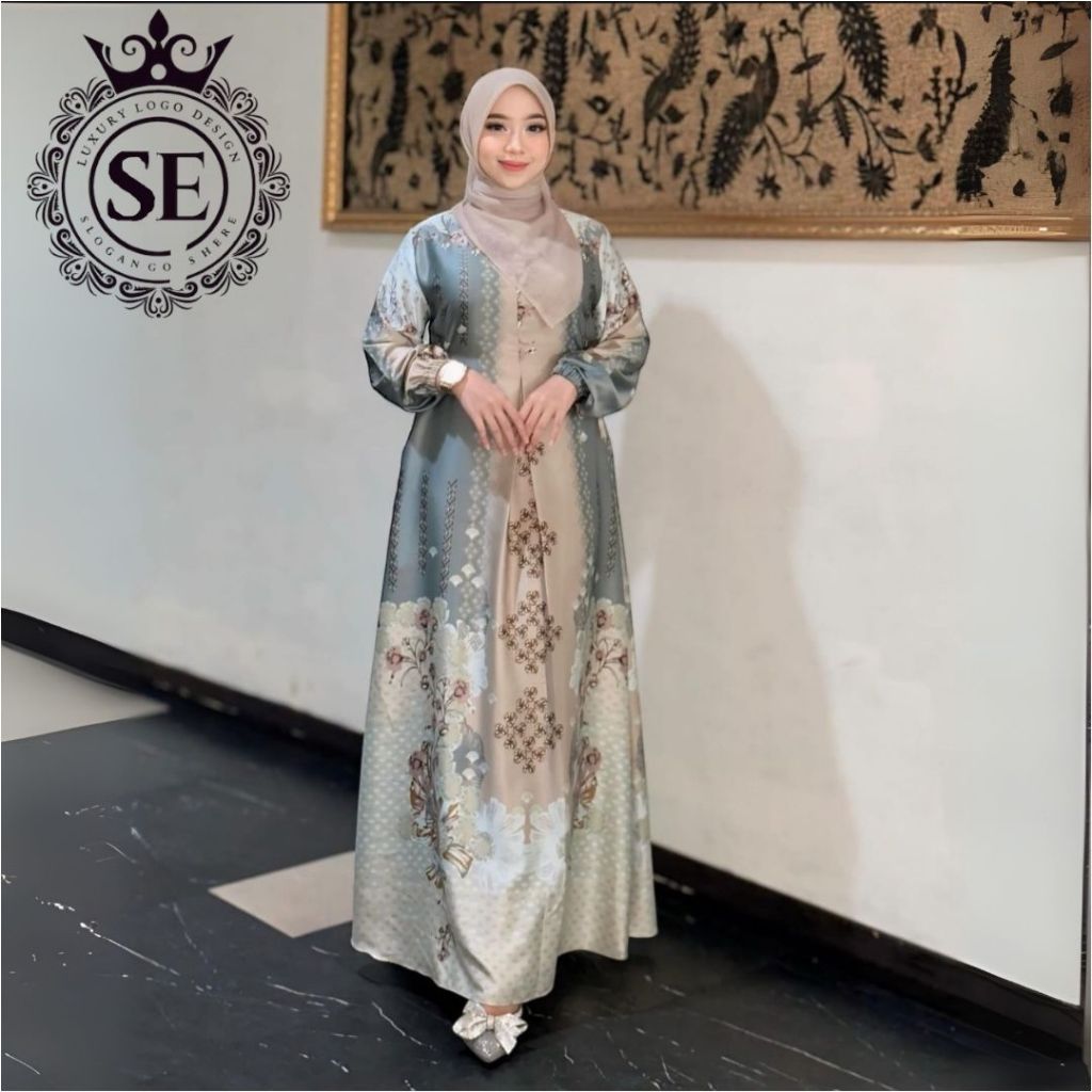 Jual baju Gamis armani Silk Premium wanita Quality A Gamis Cantik Motif ...