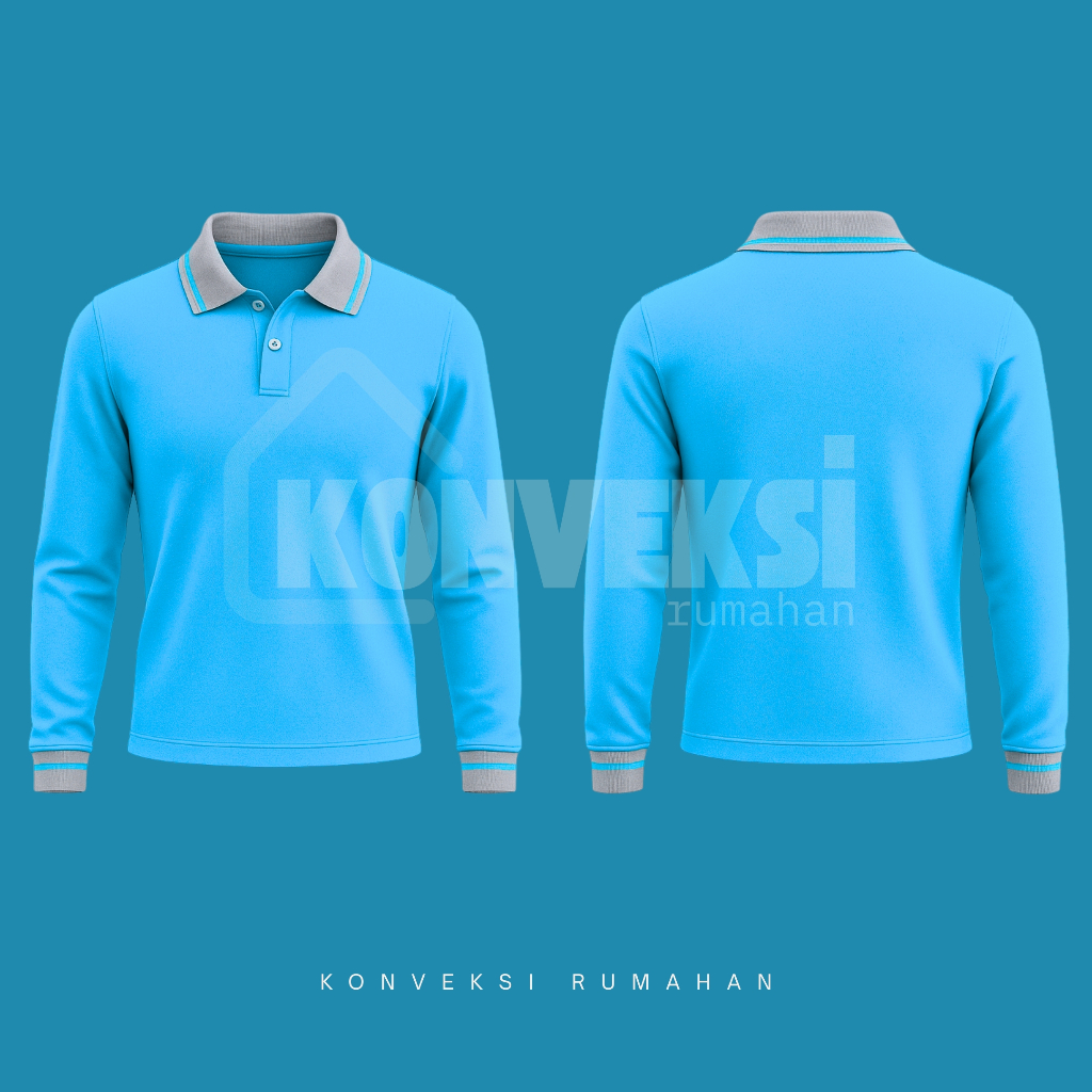 Jual KAOS KERAH PRIA PANJANG [BIRU LANGIT ABU] KAOS POLO WANGKY POLO ...