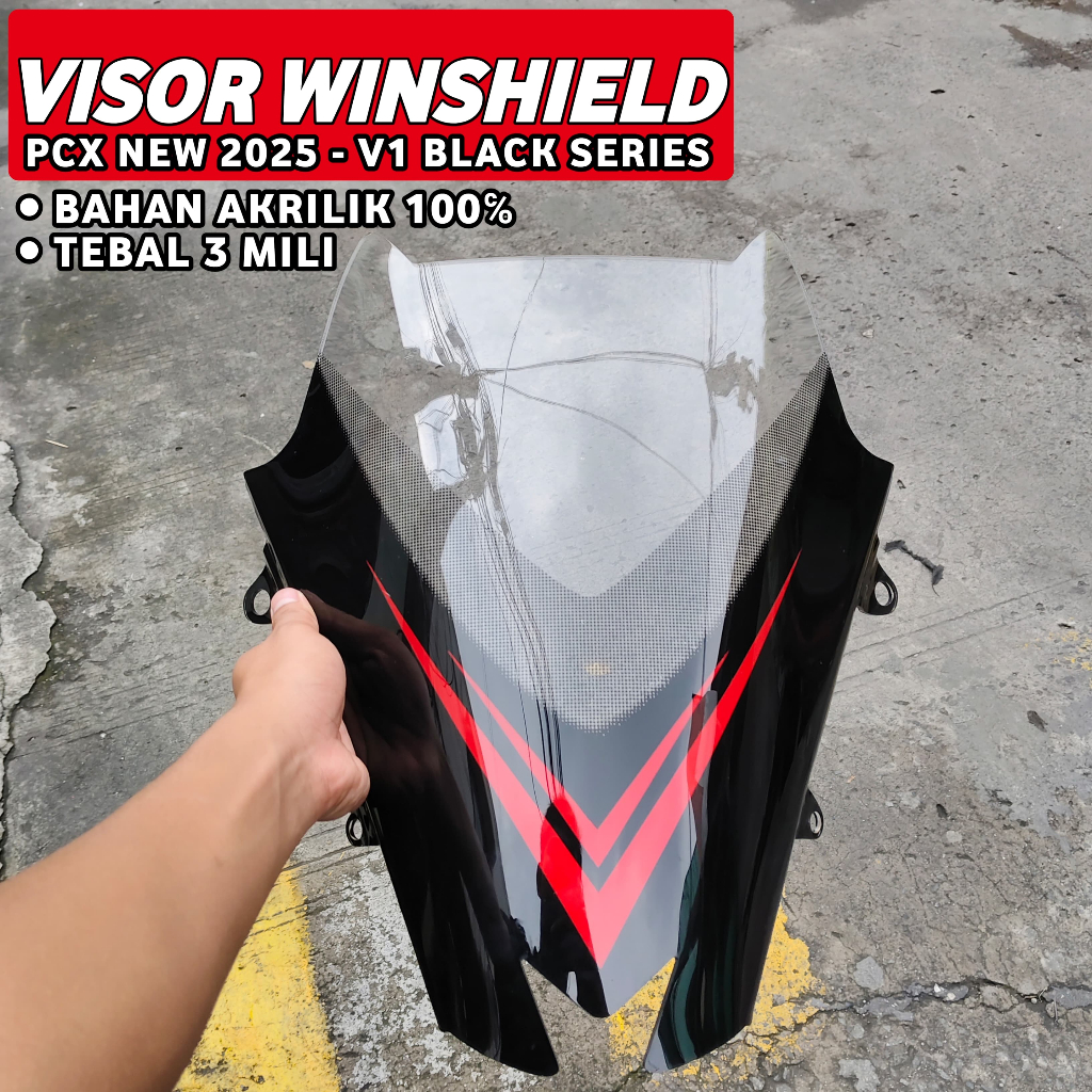 Jual VISOR PCX 160 2025 WINDSHIELD PCX 2025 V1 BLACK SERIES MODEL ...