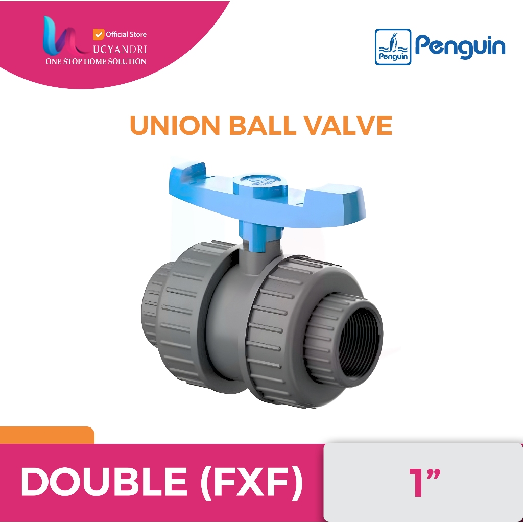 Jual Double Union Ball Valve Penguin FXF ukuran 1 Inch Stop Kran | Shopee Indonesia