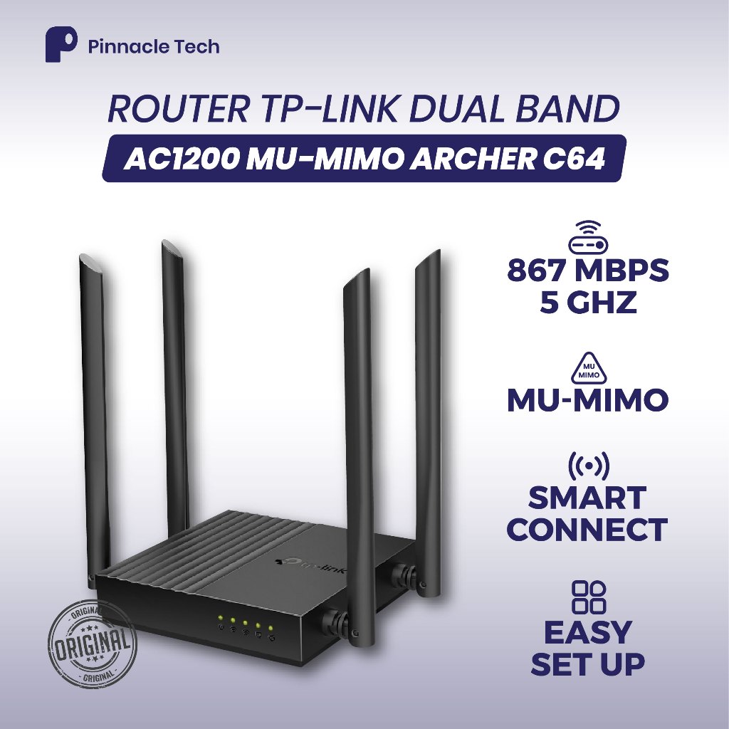 Jual TP-Link Archer C64 | AC1200 WiFi 5 Router | Dual Band | Gigabit ...