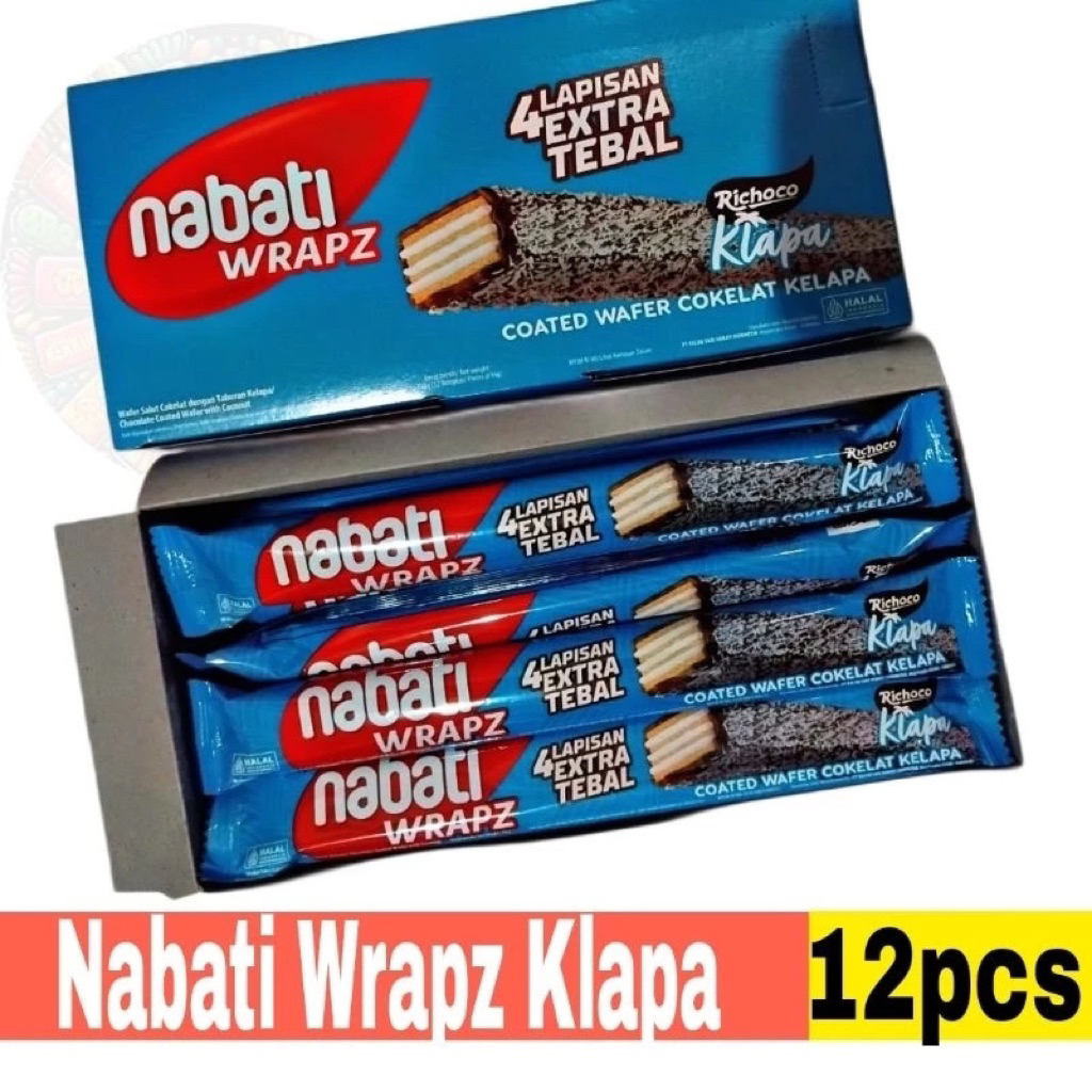 Jual Nabati Wrapz Coated Wafer Coklat Kelapa ( 1 box isi 12 bgks ) | Shopee Indonesia