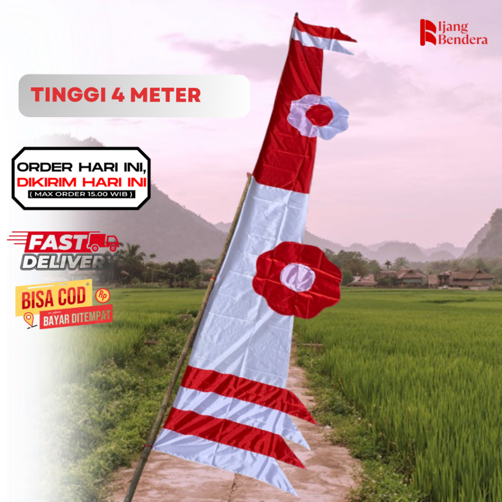 Jual Umbul Umbul Bandir Bunga Jumbo 4 METER - HUT RI Kemerdekaan ...