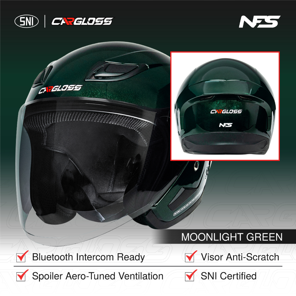 Jual Cargloss NFS Helm Half Face Moonlight - Green | Shopee Indonesia
