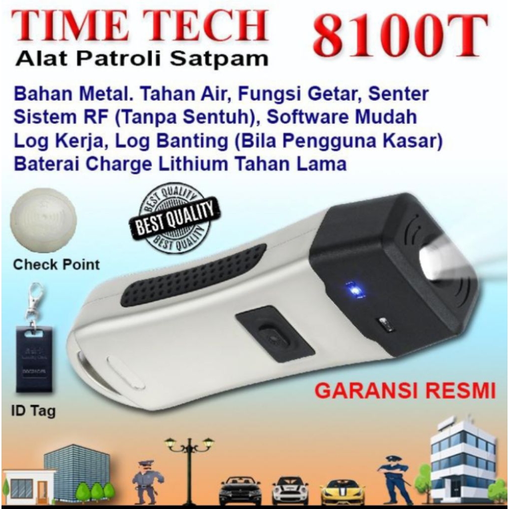 Jual Time Tech - Time Patrol 8100T Alat Patroli Satpam / ABSENSI bonus checkpoint 2, id tag 1 ...