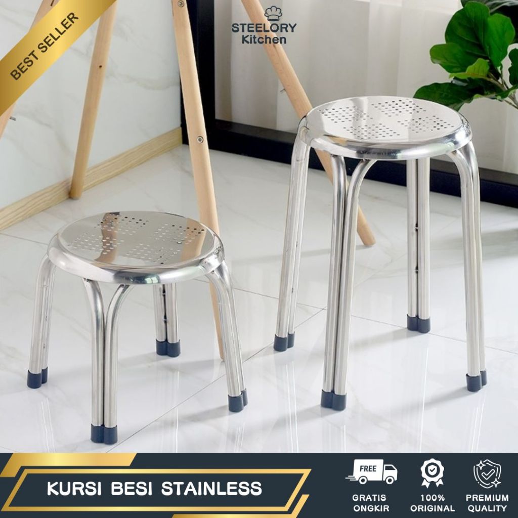 Jual STEELORY KITCHEN - Kursi Besi Stainless steel BANGKU BULAT ...