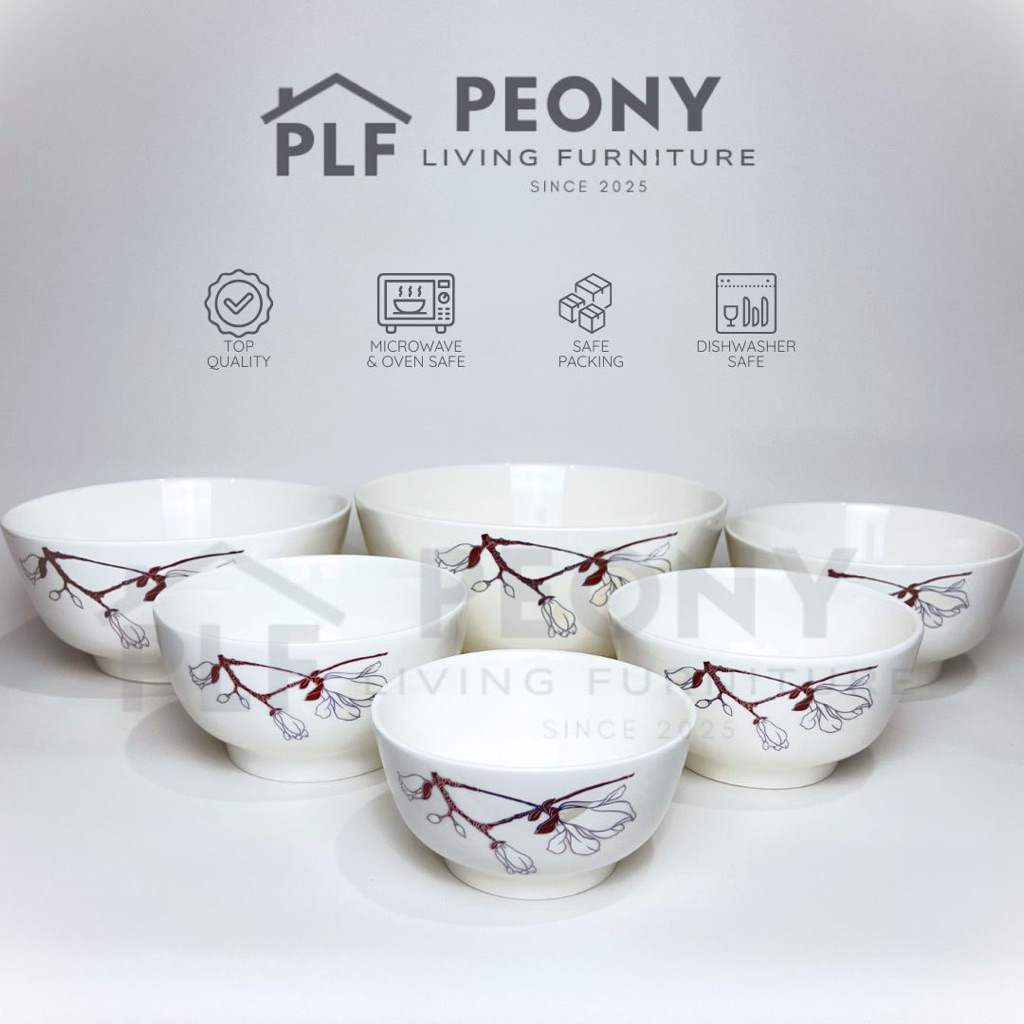 Jual PLF10 - Mangkuk Keramik Makan Nasi Sup Mie Salad Motif Bunga ...