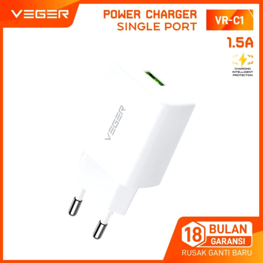 Jual Batok charger VEGER VR-C1 ORIGINAL 5V 1.5A fast charging GARANSI ...