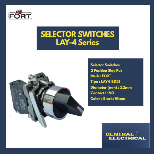 Jual FORT Selector Switches (LAY-4 Series) 1NO,22mm merk FORT tipe LAY4 ...