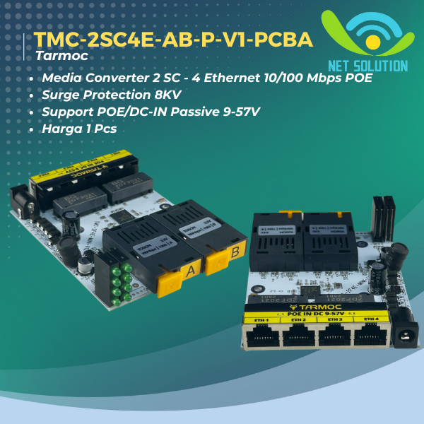 Jual Tarmoc TMC-2SC4E-AB-P-V1-PCBA | Media Converter Switch 2FO 4LAN / 2 FO 4 LAN 10/100Mbps POE ...