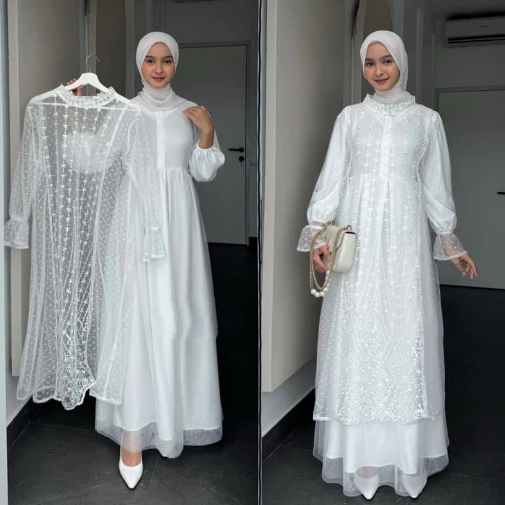 Jual Tazkia gamis muslim/ Gamis Tutu Tille Bordir Busui Friendly ...
