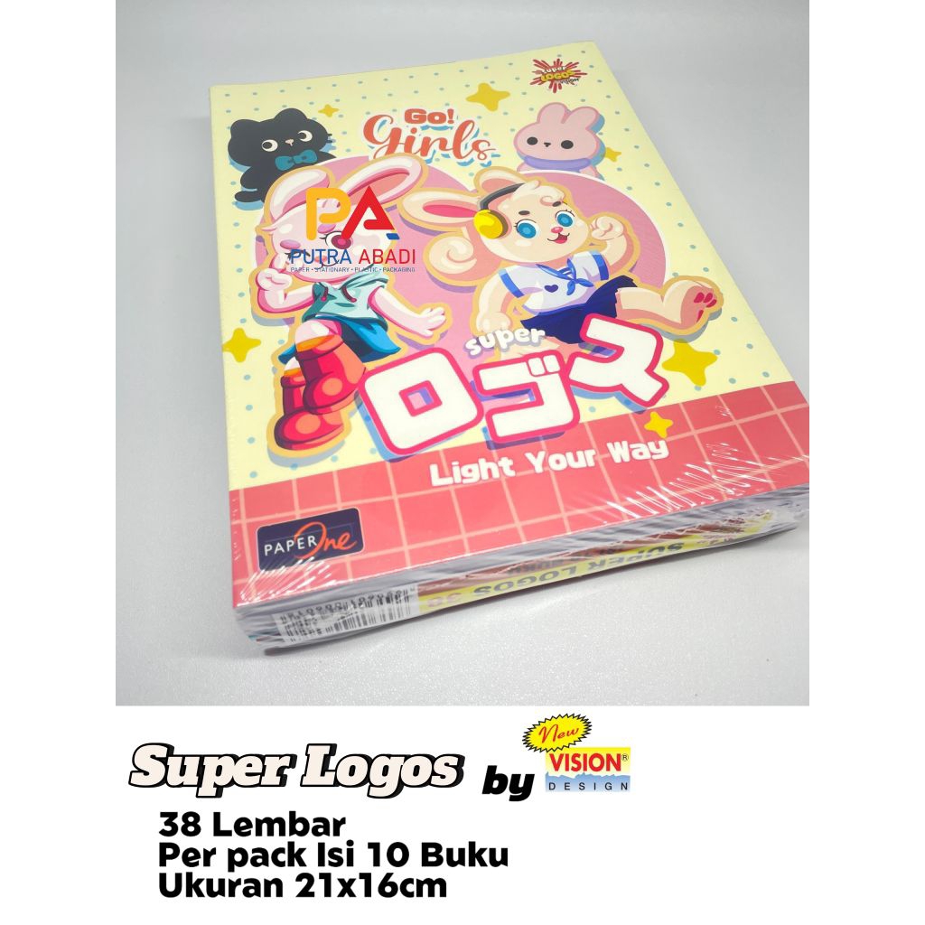 Jual Buku Tulis SUPER LOGOS 38 Lembar by Vision Lucu 10 Buah Buku ...