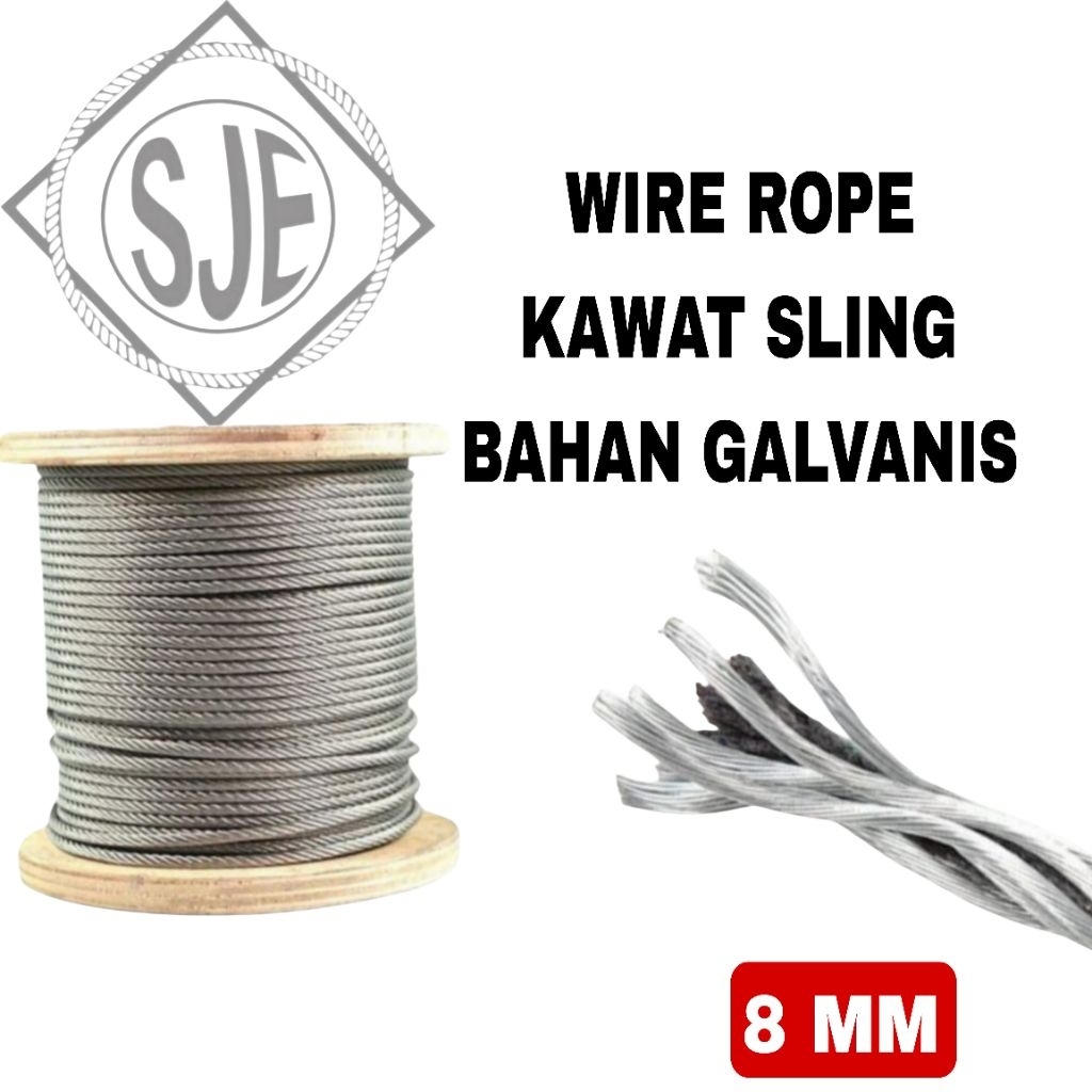 Jual Sling baja 8mm / kawat baja 8mm / seling baja 8mm / bahan galvanis ...