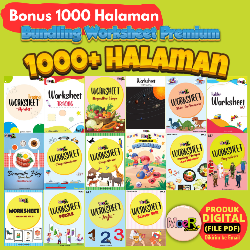 Jual Worksheet 1000+ Halaman Untuk Anak Usia 2 3 4 5 6 Tahun Pra ...