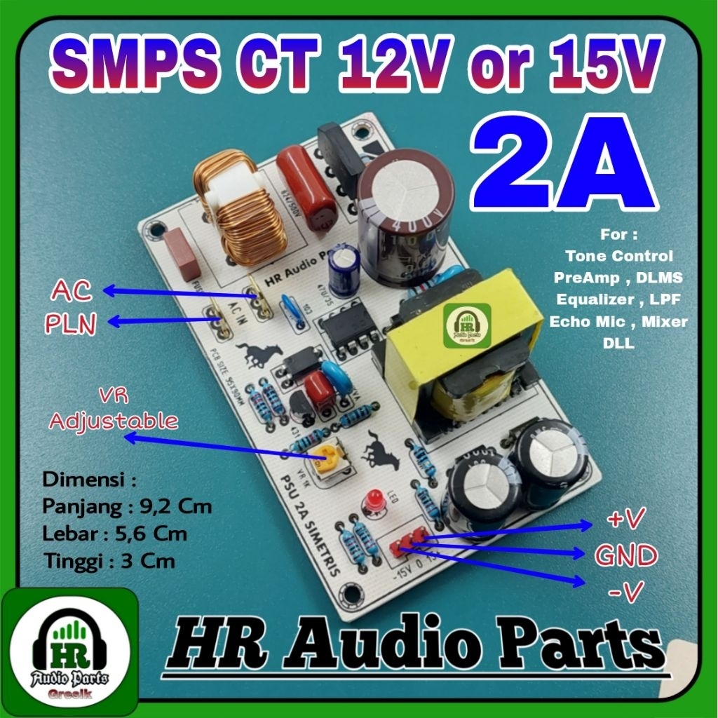 Jual SMPS 2A CT 12V or 15V CT 11V ~ 16V for Mixer Tone Control PreAmp ...