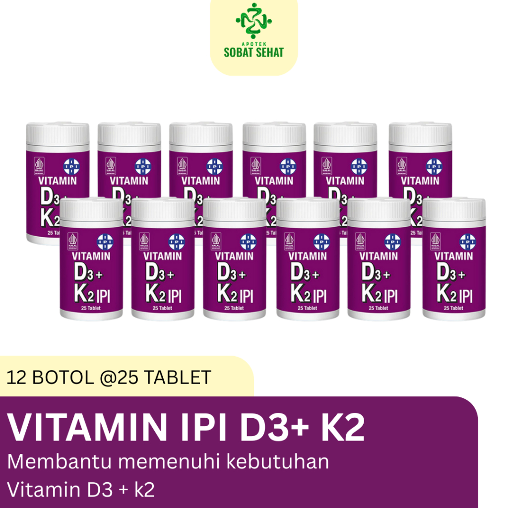 Jual [LEBIH HEMAT] 12 Botol Vitamin IPI D3 + K2 isi 25 Tablet | Shopee ...