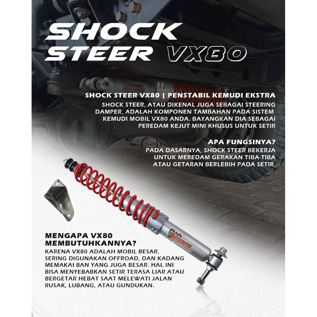 Jual Shock Steer Stir Steering Damper Stabilizers REBEL Heavy Duty Toyota Land Cruiser VX80 ...