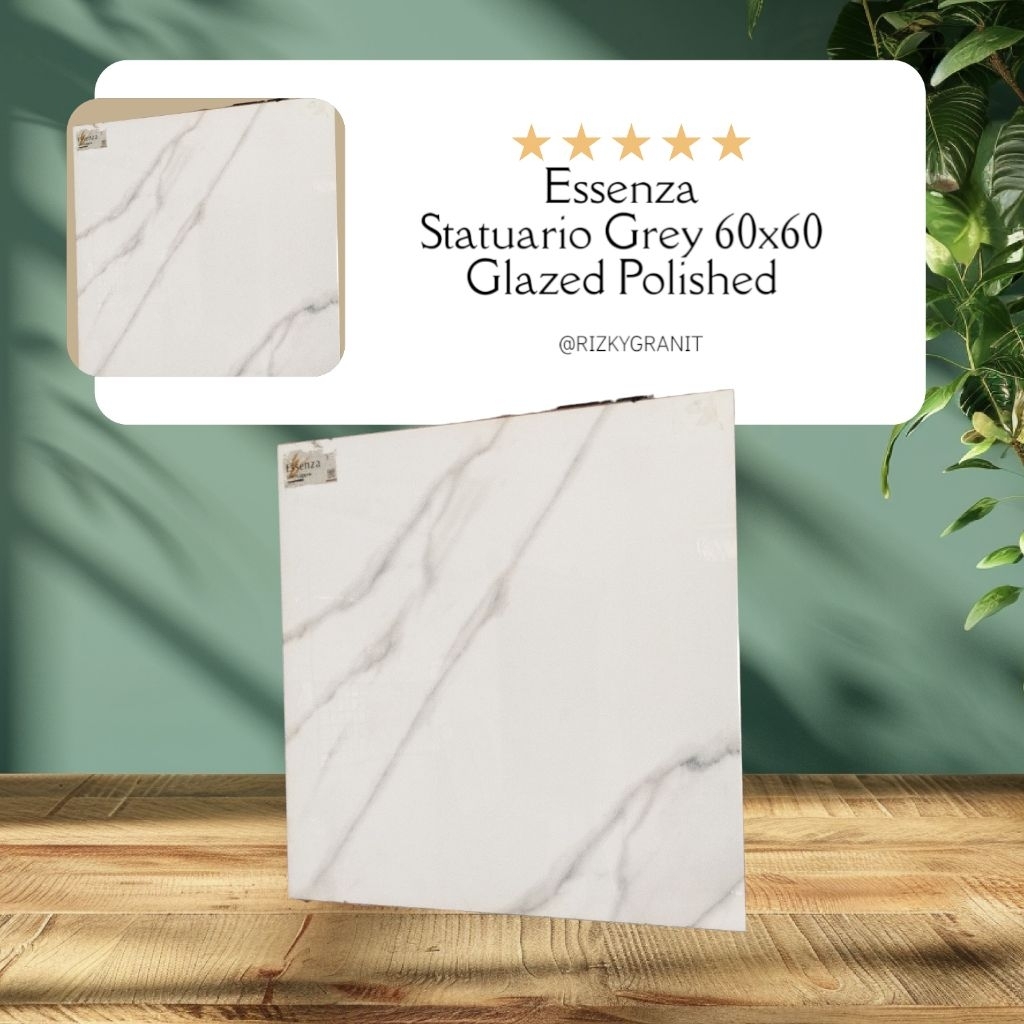 Jual Granit Essenza Lantai 60x60 Statuario Grey (Super Glossy) | Shopee ...