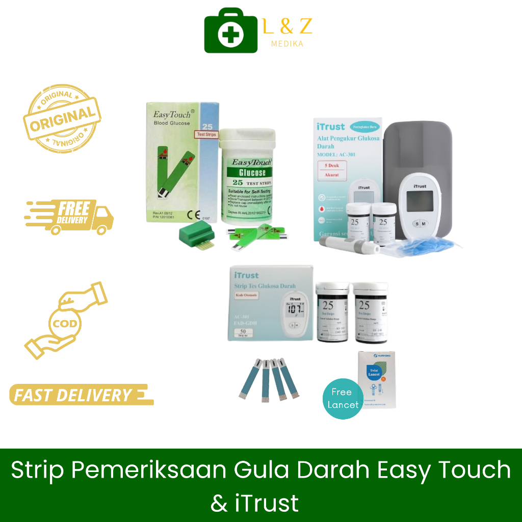 Jual Strip Tes Gula darah EasyTouch 25 Strip Alat Tes Gula Darah iTrust ...