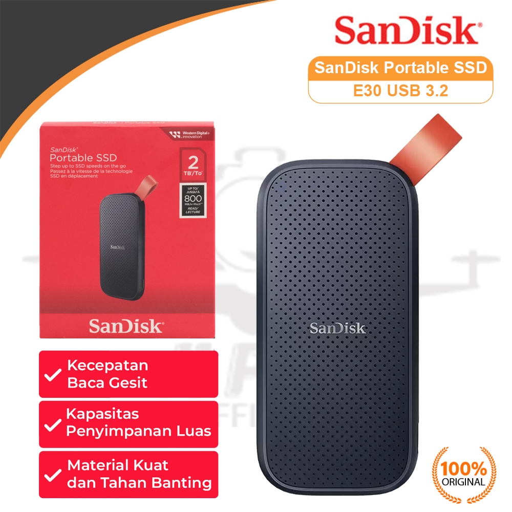 Jual SanDisk Portable SSD E30 2TB / 1TB 800Mbps / 480GB 520Mbps - USB 3.2 Original | Shopee ...