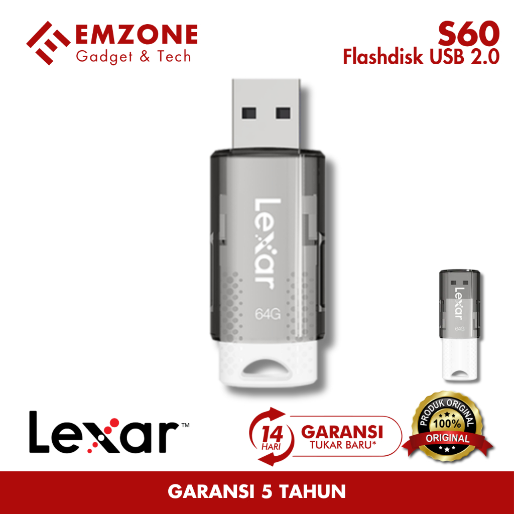 Jual Lexar Flashdisk S60 USB 2.0 16GB 32GB 64GB 128GB Flash Drive ...