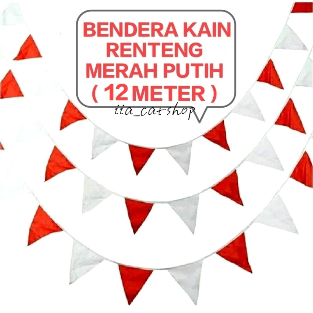 Jual Bendera Kain Renteng Segitiga Merah putih / bendera umbul umbul 17 Agustus / Bendera hias ...