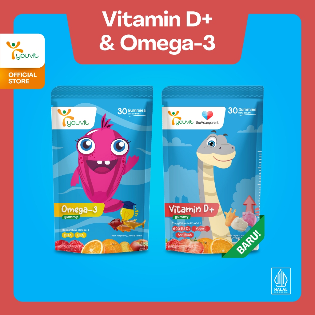 Jual Youvit Vitamin D3 dan Omega 3 Anak 30 Hari dengan Vitamin D3 600 ...