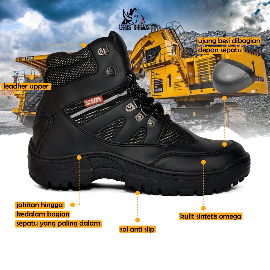 Jual Sepatu Safety Original Boots Pria Ujung Besi Bertali Safety Shoes ...