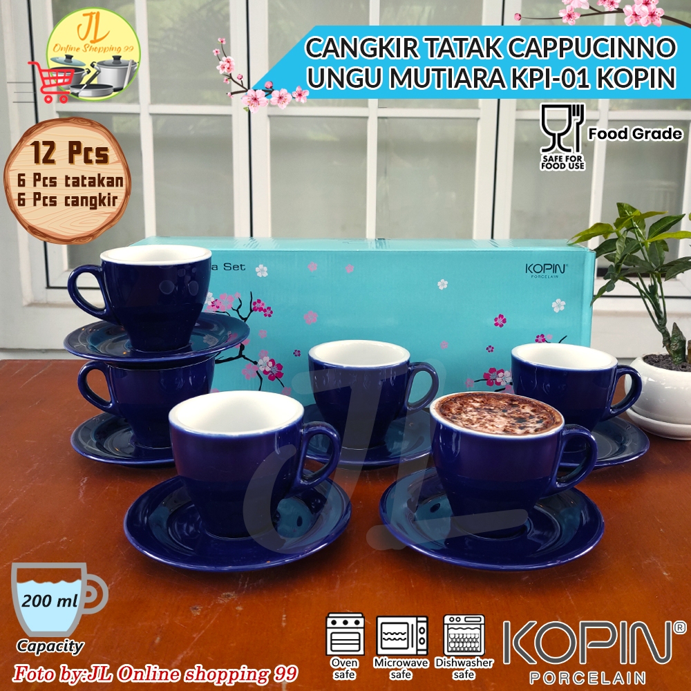 Jual KOPIN cangkir kopi set 6 pasang warna ungu mutiara porcelain 200ml ...