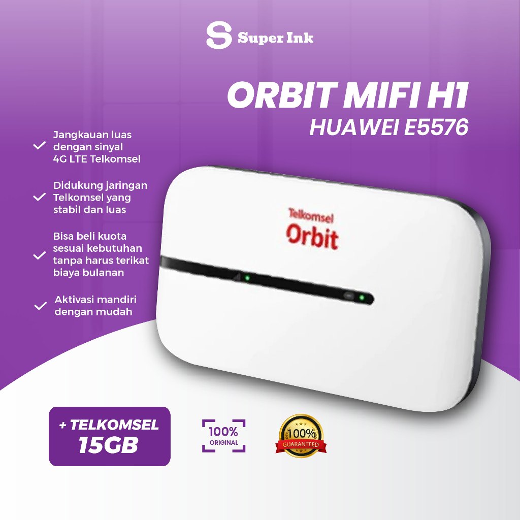 Jual Modem Telkomsel Orbit Mifi H1 Huawei e5576 Portable Modem Wifi 4G ...