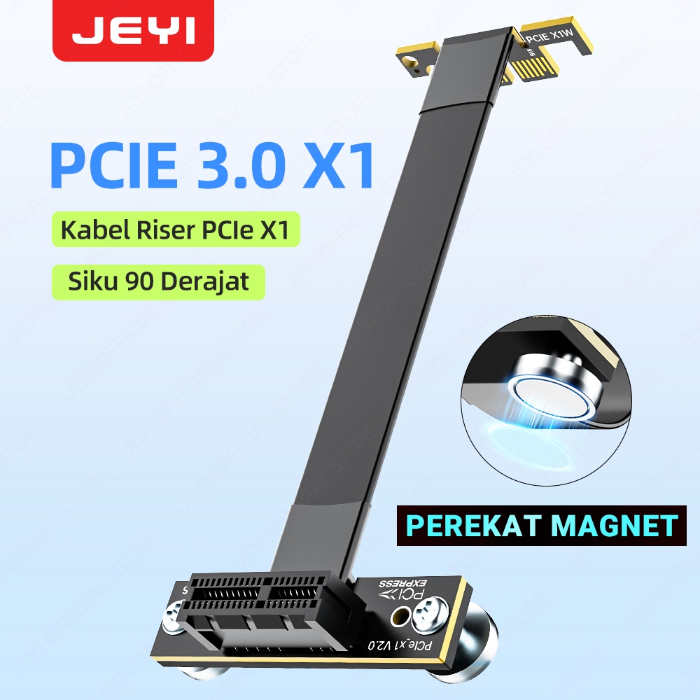 Jual JEYI Kabel Riser PCIe 3.0 X1 Magnet 8Gbps, Sudut Ganda 90° 10cm ...