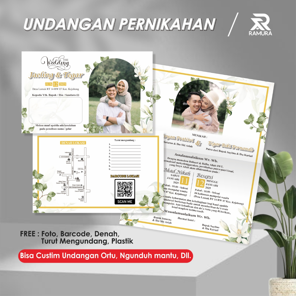 Jual Undangan Lipat Pernikahan Minimalis G ( Free Desain, Foto, Denah ...