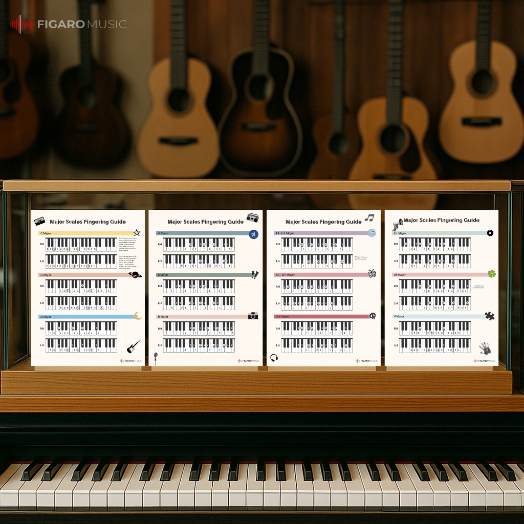 Jual Poster Piano Major Scale Fingering Guide - Set 4pcs | Shopee Indonesia