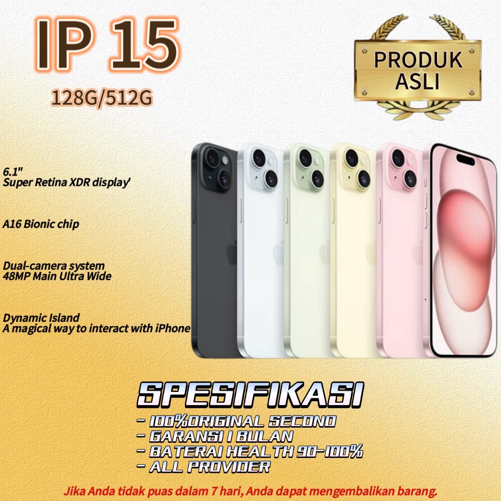 Jual IP 15 SECOND 128GB/256GB 100% Original Fullset Mulus Like New ...