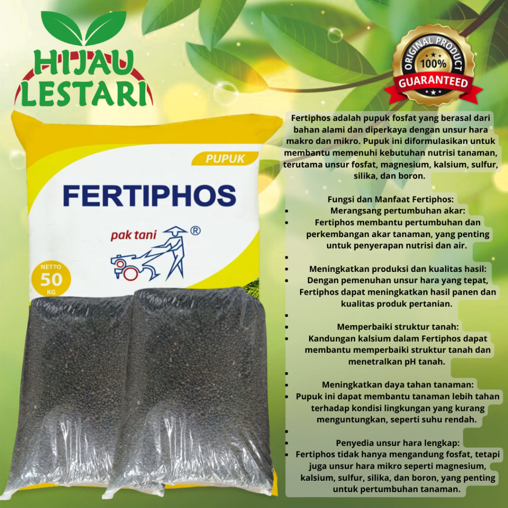 Jual Hijau Lestari Fertipos Pak Tani 50 KG DAN kemasan repack 5kg ...