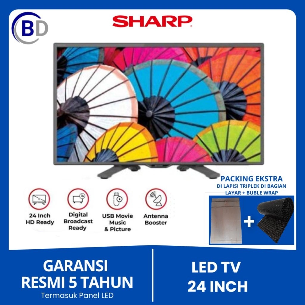 Jual TV LED SHARP 24 inch HD Digital 24GD1400 USB Movie HDMI DVB-T2 ...