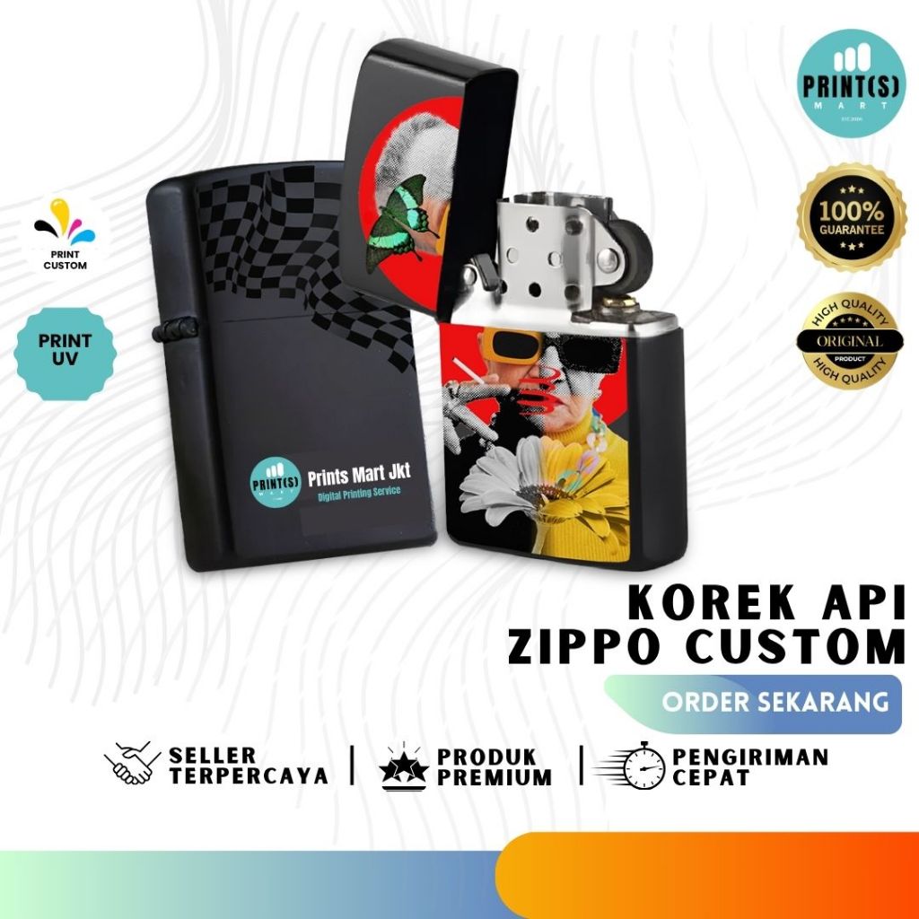 Jual Korek Api Mancis Custom model Zippo Bahan besi Gambar bebas Print ...